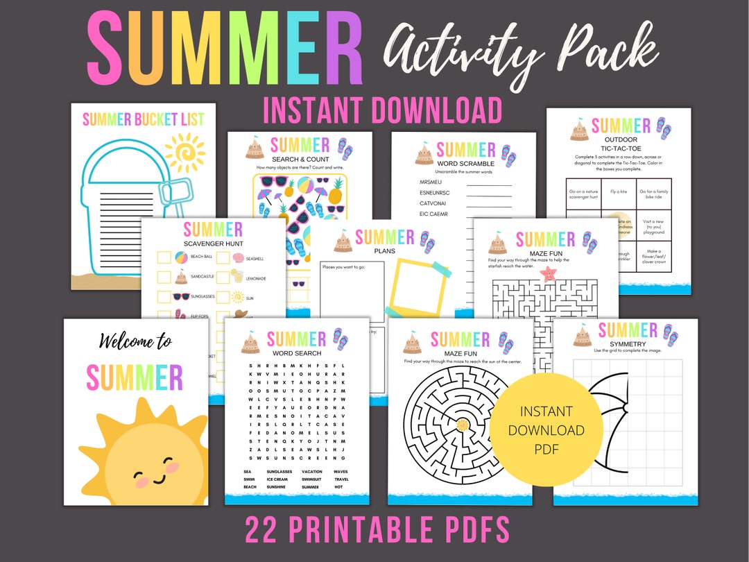 Summer Activities Printable | Kids Activity Pack (instant Download) - Etsy