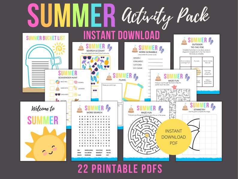 Summer Activities Printable | Kids Activity Pack (instant Download) - Etsy