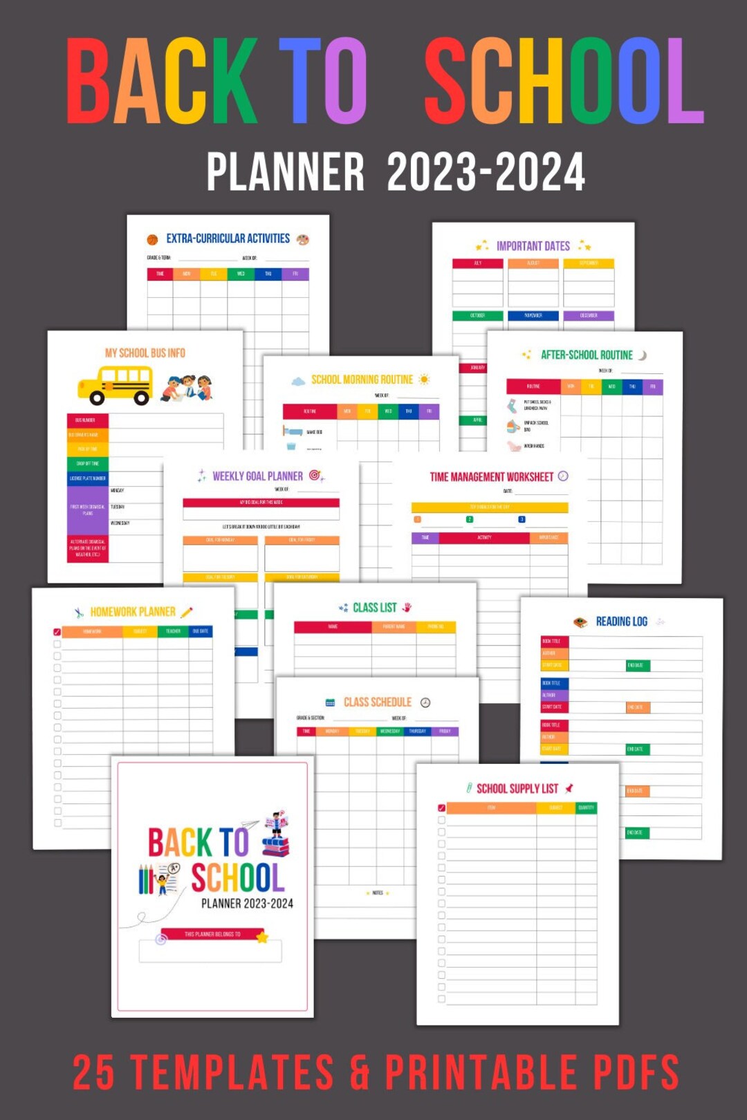 Fun & Functional EDITABLE Digital Kids Back to School Planner | 2023 ...