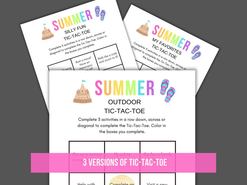Printable SUMMER Tic-tac-toe Games for Kids | Summer Activities for ...