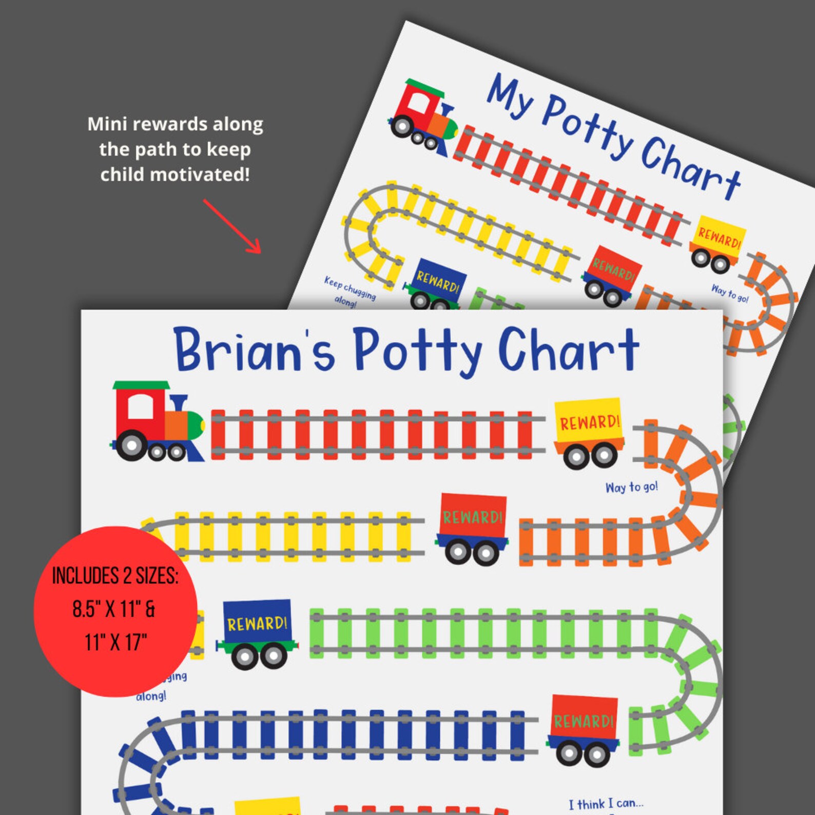 Editable Potty Chart Printable Trains Potty Chart Boys Potty Training ...