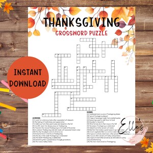 Thanksgiving Digital Download, Word Search, Crossword Puzzle ...