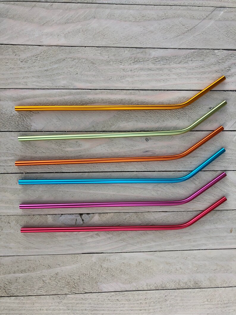 Tumbler Straws Rainbow Solid Colors Colorful Metal Reusable Straw Yeti ...