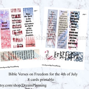 Independence Day Bible Verses Cards, Christian 4th of July Printable ...