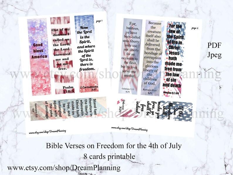 Independence Day Bible Verses Cards, Christian 4th of July Printable ...