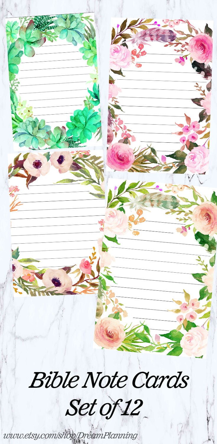 Printable Stationery, Bible Journaling Cards, Bible Notes Prayer Note ...