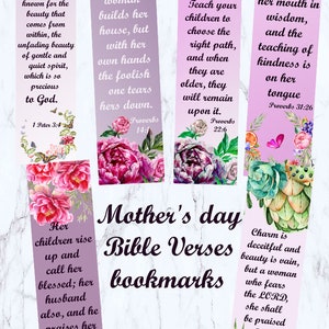 Mother's Day Bible Verses Bookmarks Christian Mother Day Bible ...
