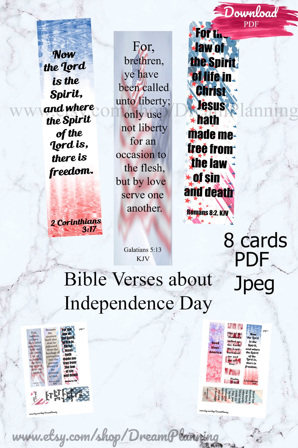 Independence Day Bible Verses Cards Christian 4th of July - Etsy