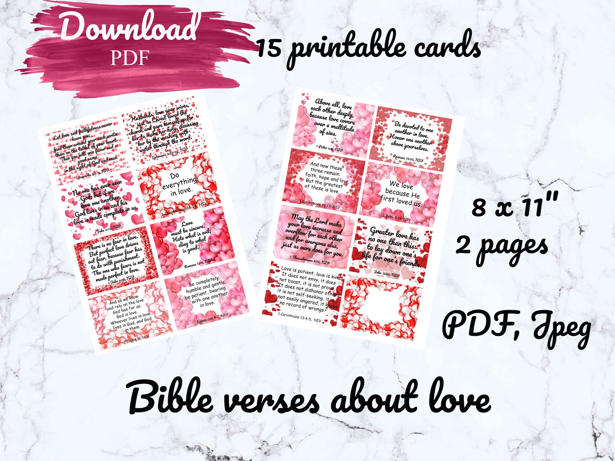Valentine's Day Scripture Cards, Bible Verse Cards, Bible Verses About ...