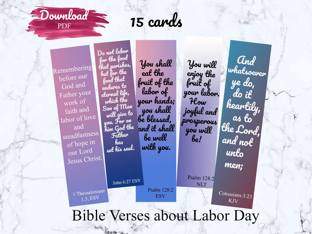 Labor Day Bible Verses Cards, Scripture Cards, Bible Verses Bookmarks ...