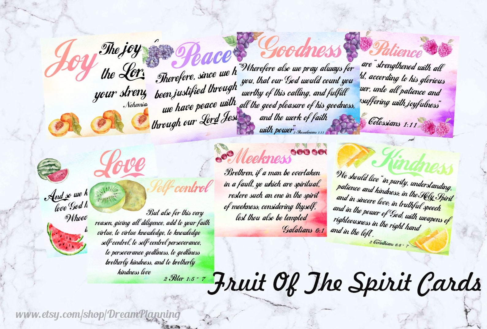 Fruits of the Spirit Bible Study Tools Prayer Cards Bible Verse Cards ...