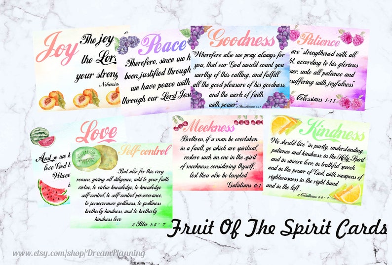Fruits of the Spirit Bible Study Tools Prayer Cards Bible Verse Cards ...