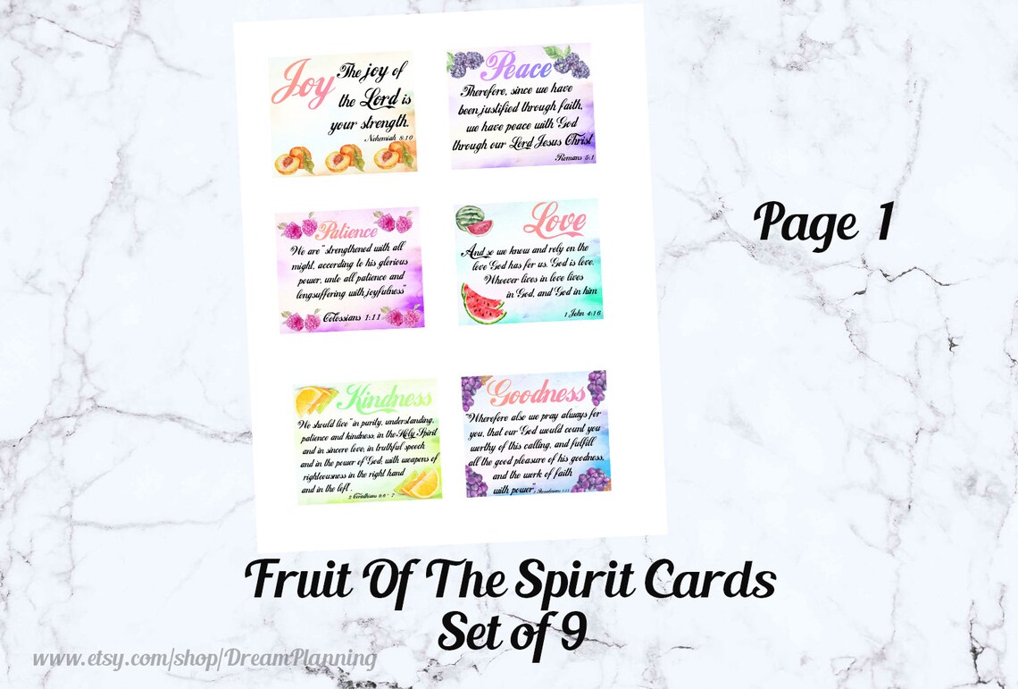 Fruits of the Spirit Bible Study Tools Prayer Cards Bible Verse Cards ...