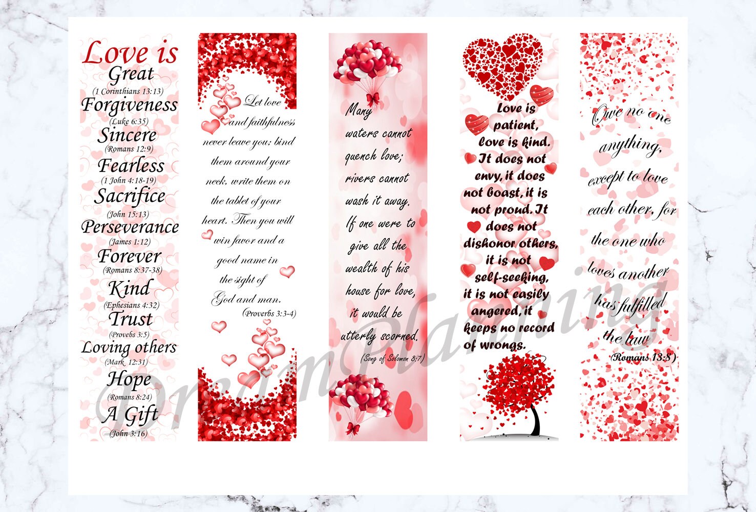 Valentine's Day Scripture Cards Valentine's Day Bookmarks Bible Memory ...