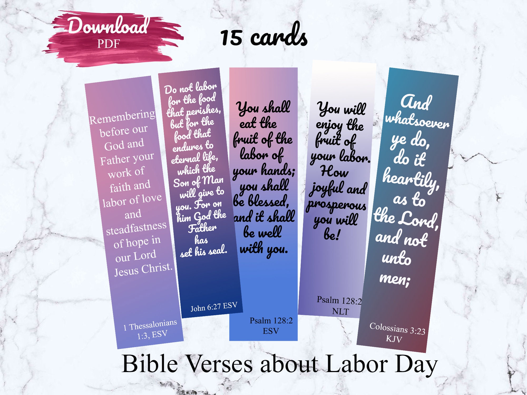 Labor Day Bible Verses Cards, Scripture Cards, Bible Verses Bookmarks ...