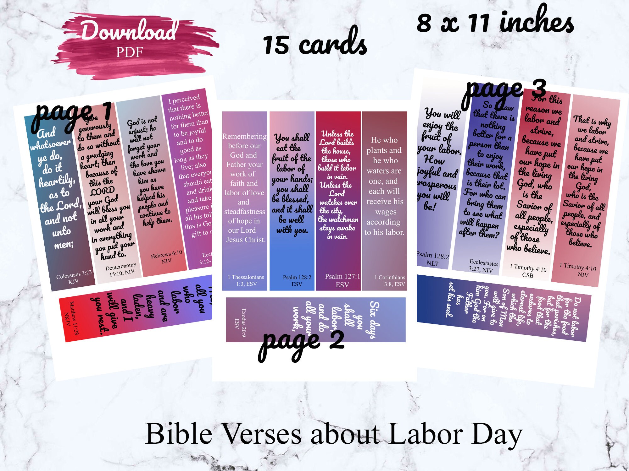 Labor Day Bible Verses Cards Scripture Cards Bible Verses - Etsy
