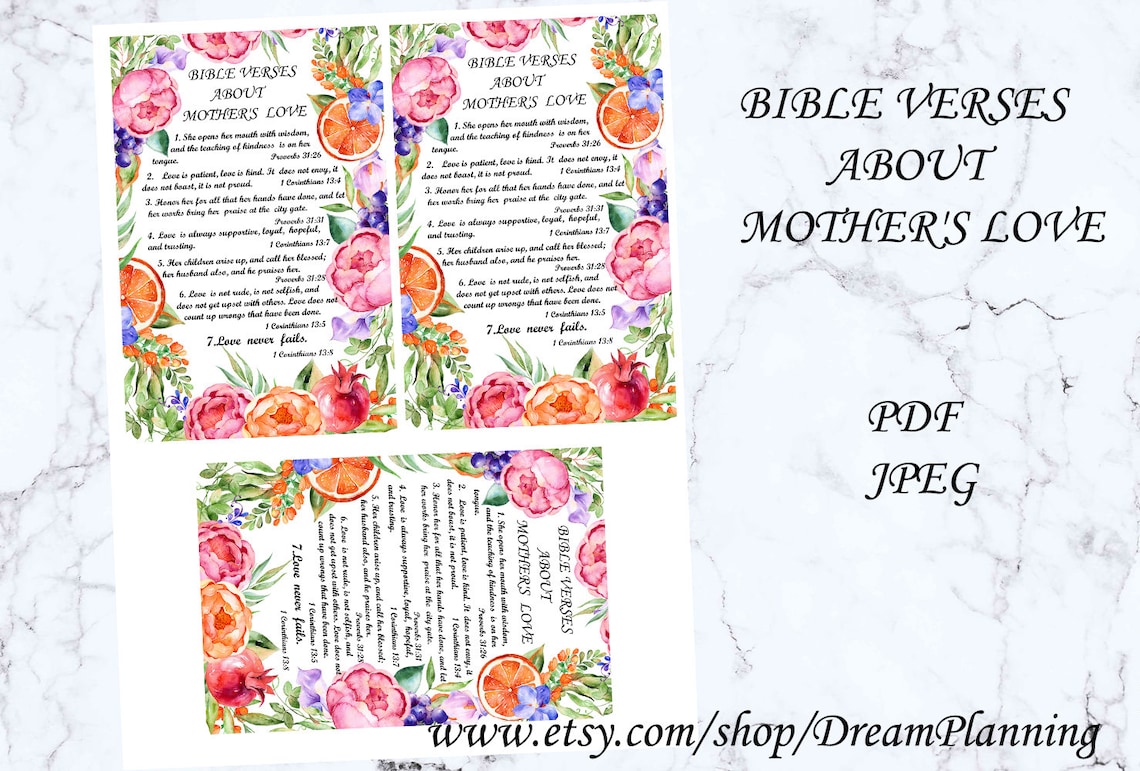 Mothers Day Bible Verses Cards Scripture Memory Cards Bible Journaling ...