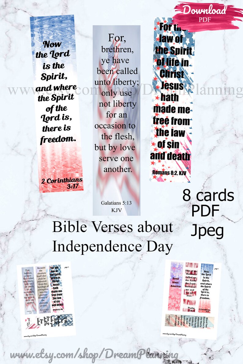 Independence Day Bible Verses Cards, Christian 4th of July Printable ...