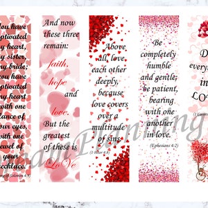 Valentine's Day Scripture Cards Valentine's Day Bookmarks Bible Memory ...
