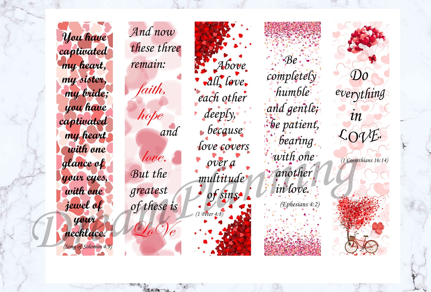 Valentine's Day Scripture Cards Valentine's Day Bookmarks Bible Memory ...