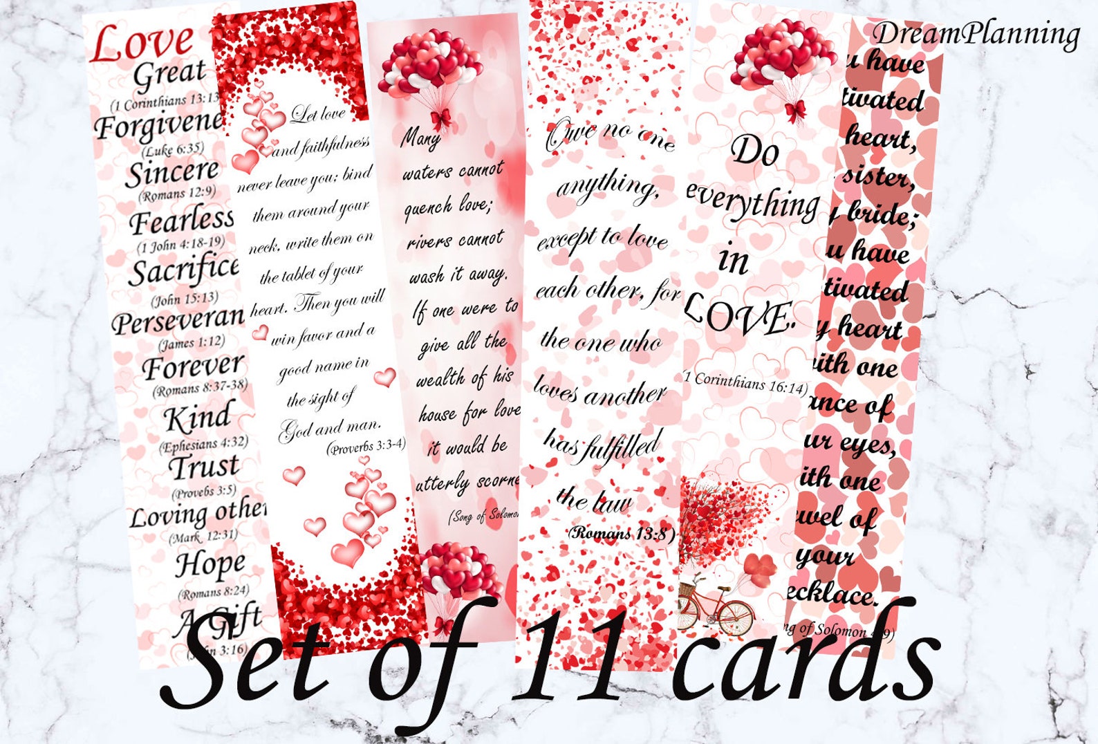 Valentine's Day Scripture Cards Valentine's Day Bookmarks Bible Memory ...