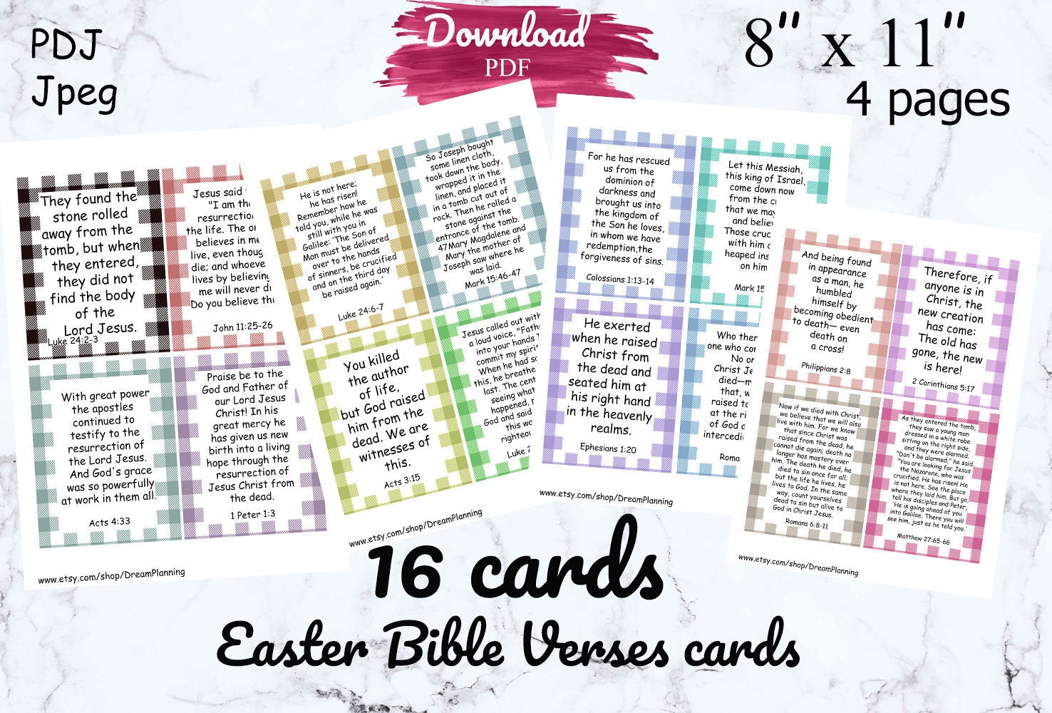 Easter Bible Verse Cards, Easter Christian Cards, Christian Bookmarks ...