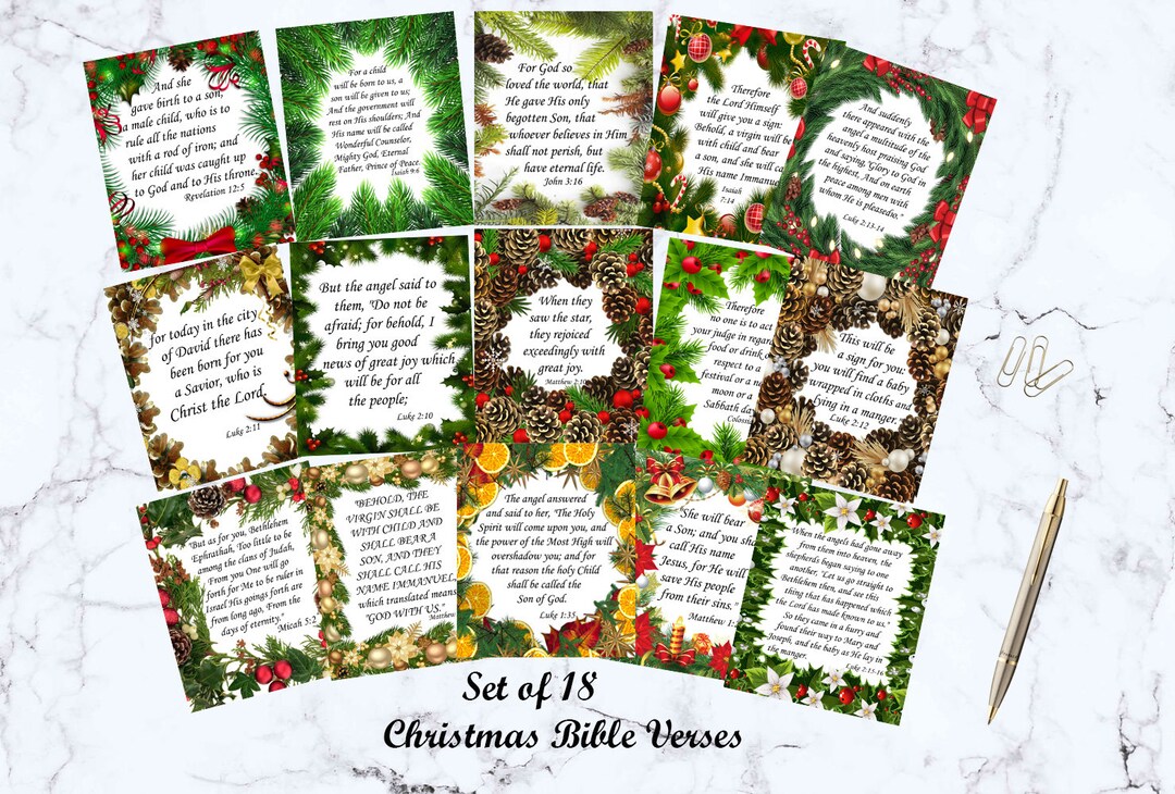 Christmas Bible Verse Print Christmas Scripture Cards Bible Study Cards ...
