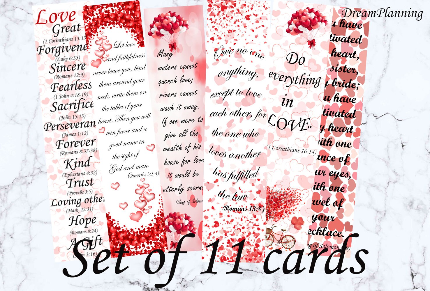 Valentine's Day Scripture Cards Valentine's Day Bookmarks Bible Memory ...