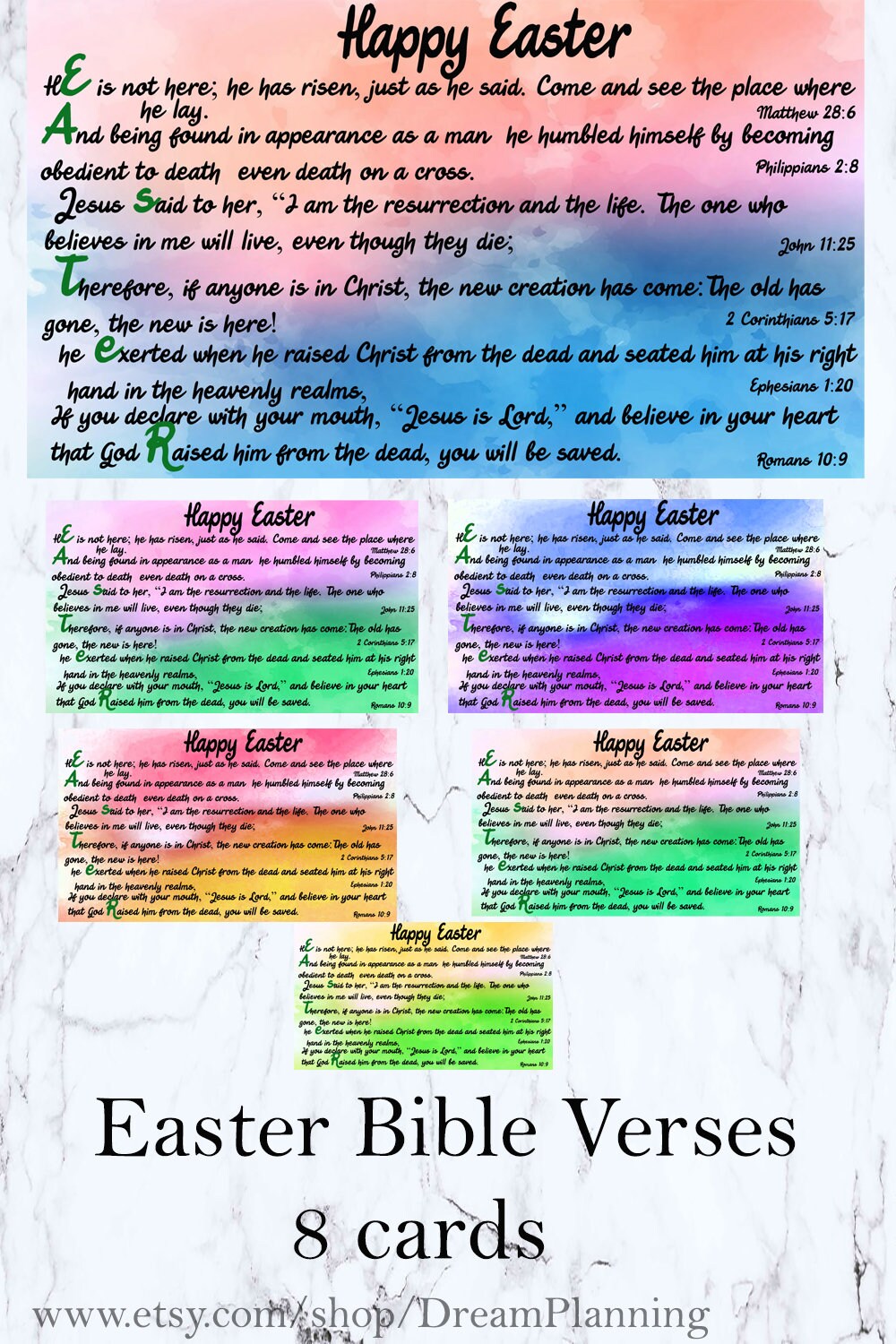 Scripture Easter Cards, Easter Bible Verses Cards, Printable Easter ...