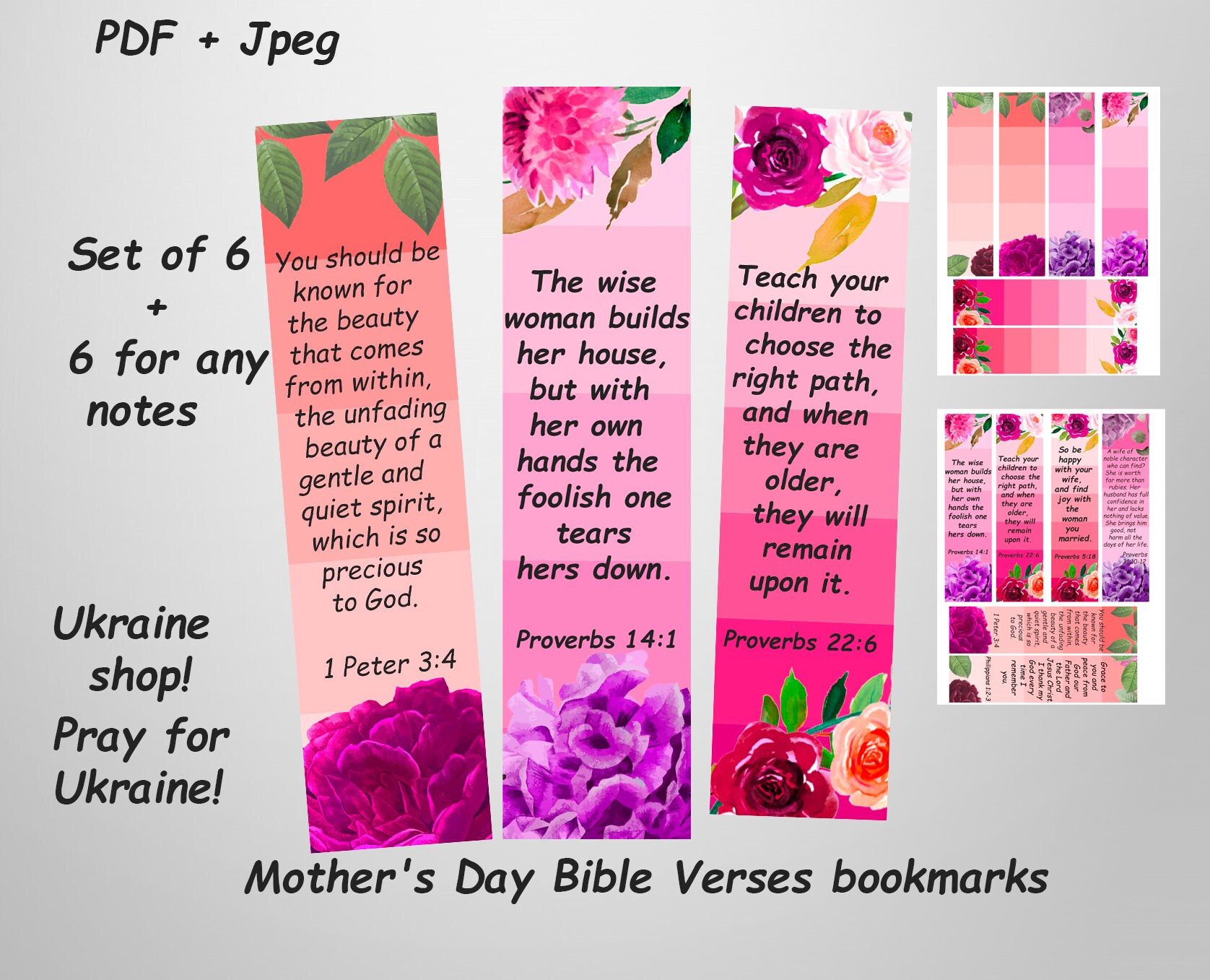 Mothers Day Bible Verses Bookmarks KJV, Christian Mothers Day Printable ...