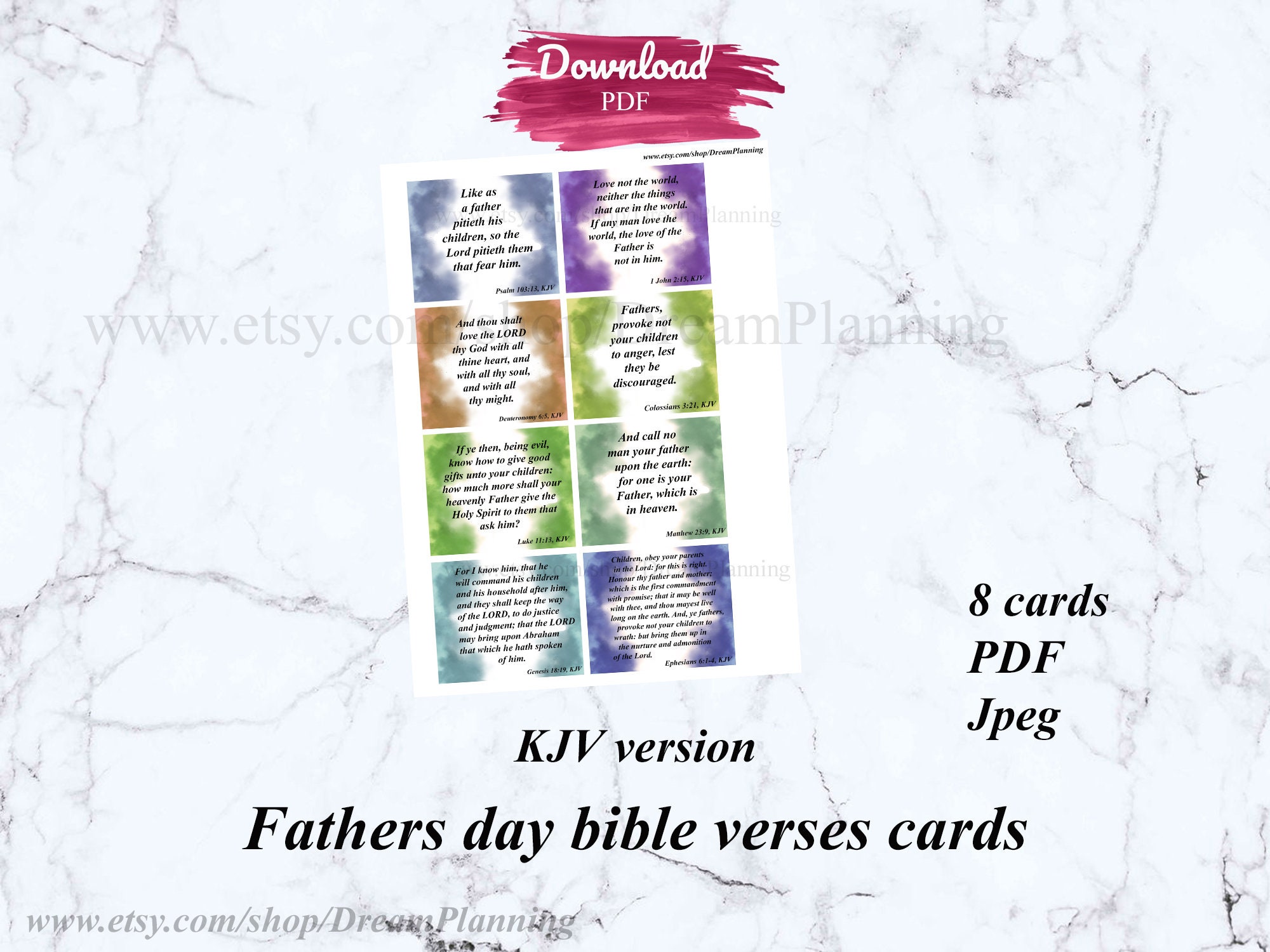 Fathers Day Bible Verse Cards, KJV Bible Cards, Mens Bible Verse Cards ...