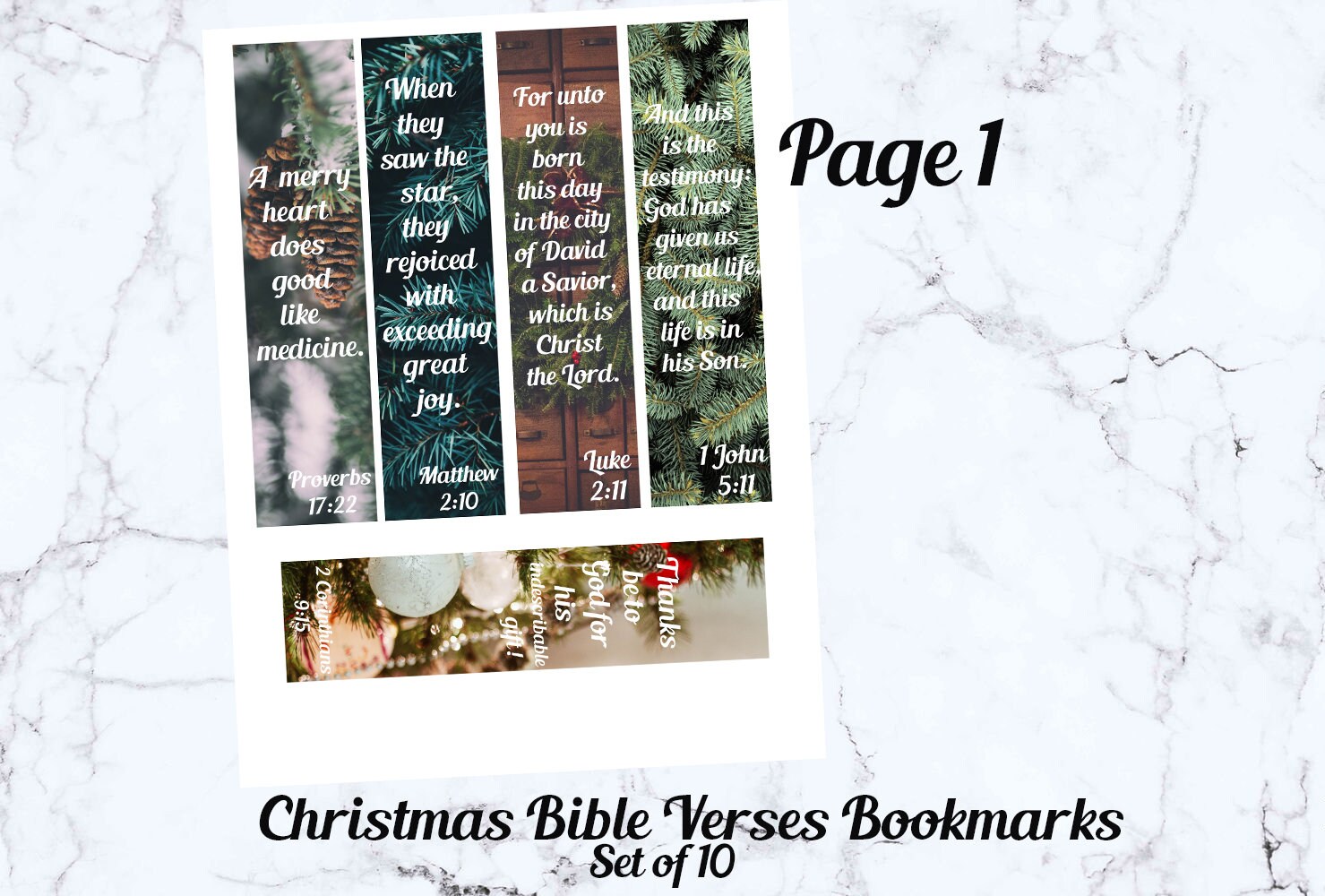 Christmas Bible Verses Bookamrks Christmas Scripture Cards Christmas ...