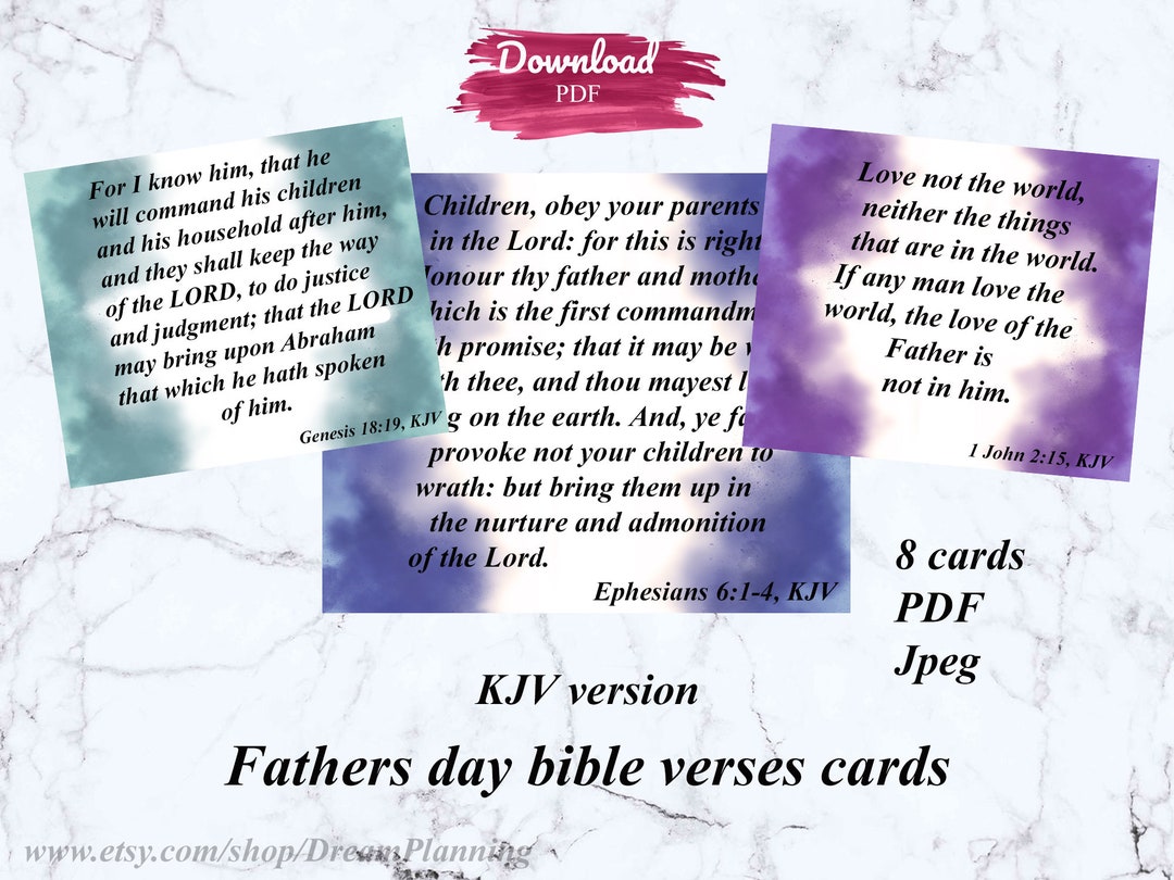 Father’s Day Bible Verse Cards, KJV Bible Cards, Mens Bible Verse Cards ...