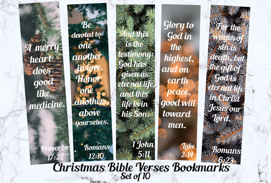 Christmas Bible Verses Bookamrks Christmas Scripture Cards Christmas ...