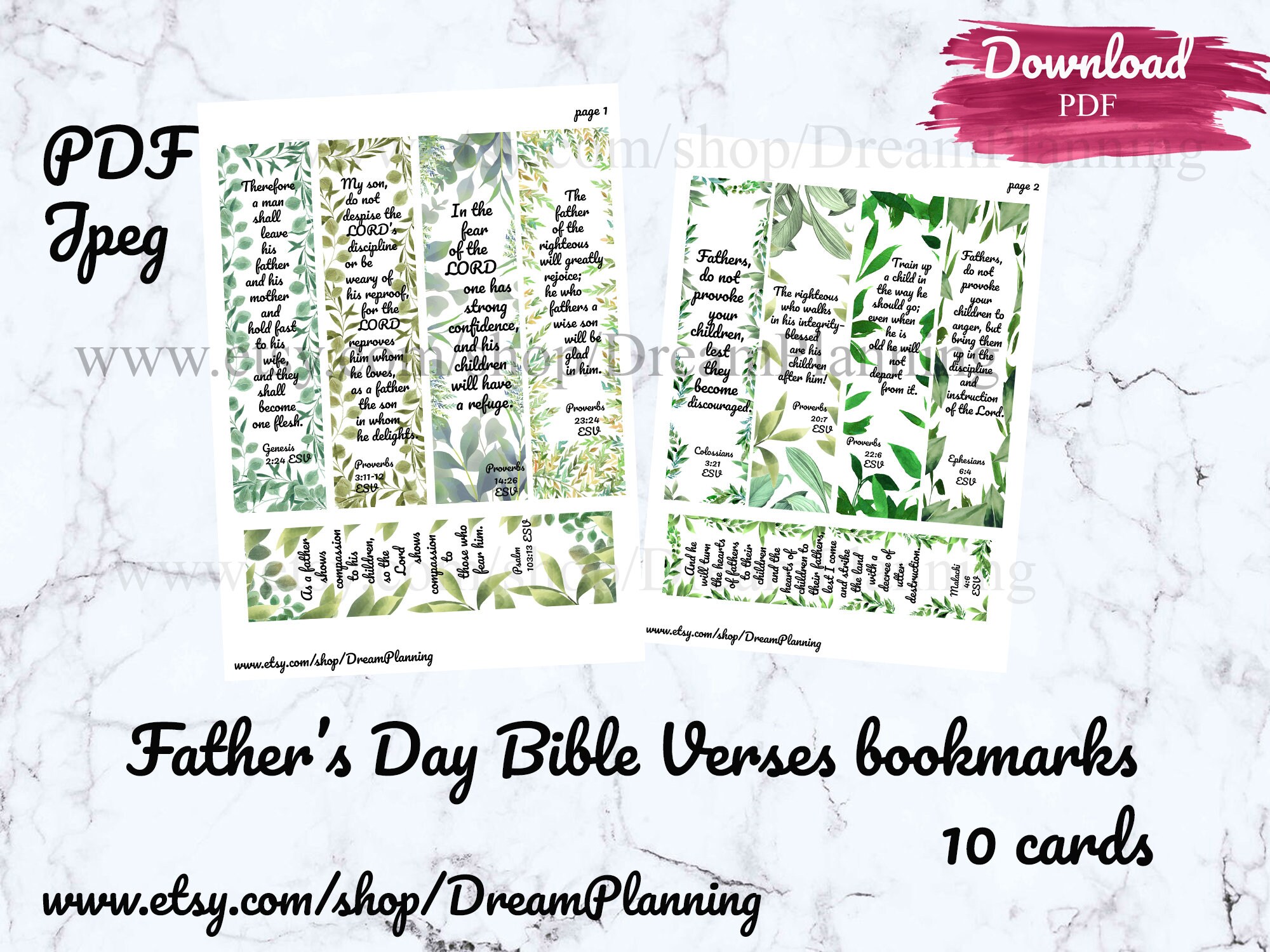 Fathers Day Bible Verses Bookmarks, Christian Fathers Day Card, Mens ...