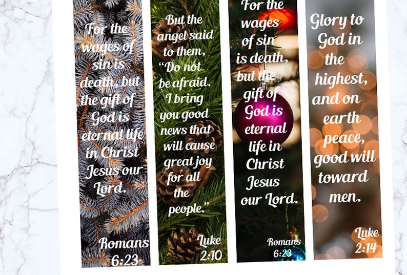 Christmas Bible Verses Bookamrks Christmas Scripture Cards Christmas ...