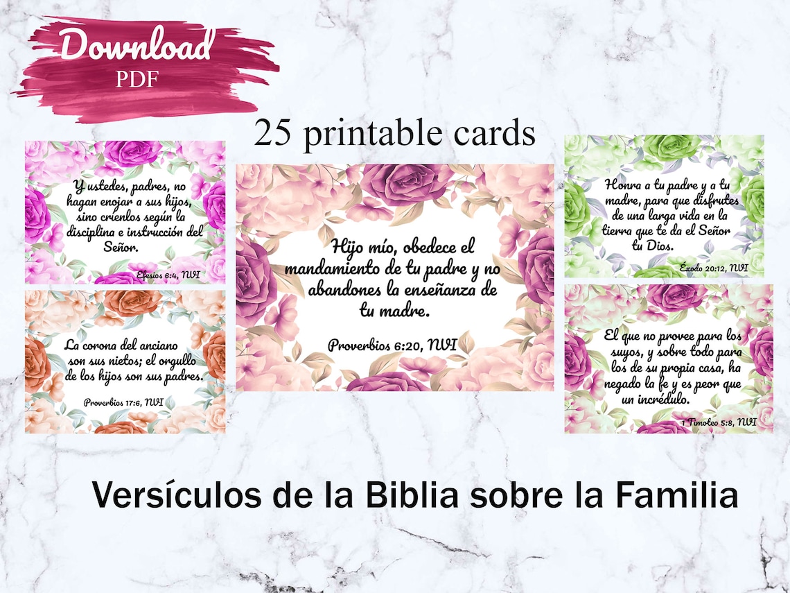 Bible Verses in Spanish, Scripture Cards Spanish, Scripture Memory ...