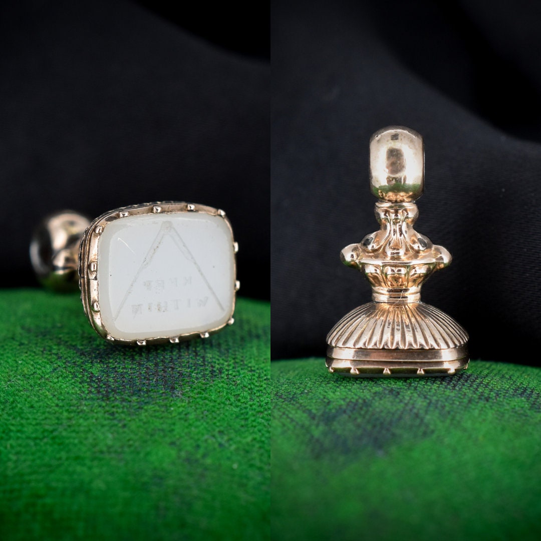 Antique Georgian 'keep Within Compass' Chalcedony Gold Ornate Fob Seal ...