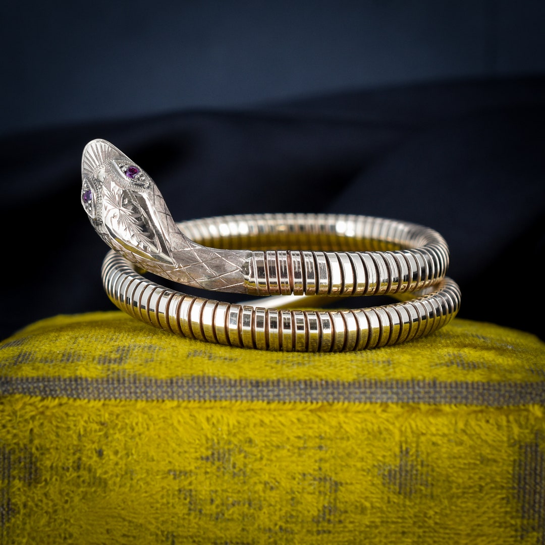 Vintage 9ct Gold Snake Serpent Wrap Around Bangle Bracelet - Etsy