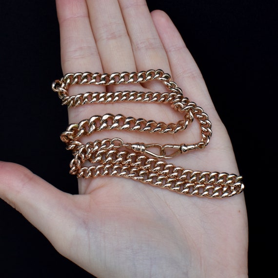 Antique 9ct Gold Graduated Double Dog Clip Curb Link … - Gem