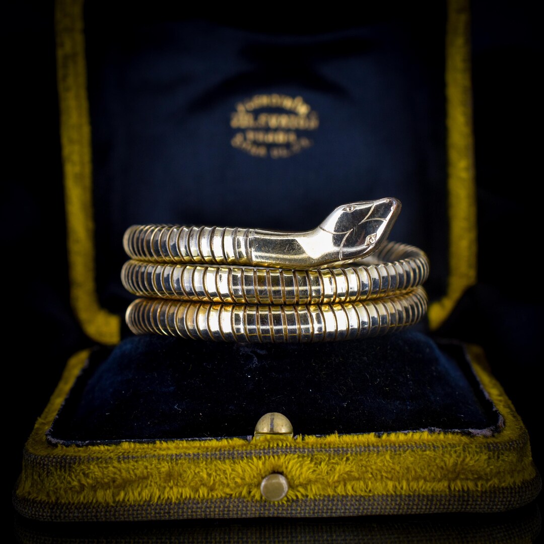 Art Deco Vintage Snake Serpent Wrap Around Coiled Bangle Bracelet - Etsy