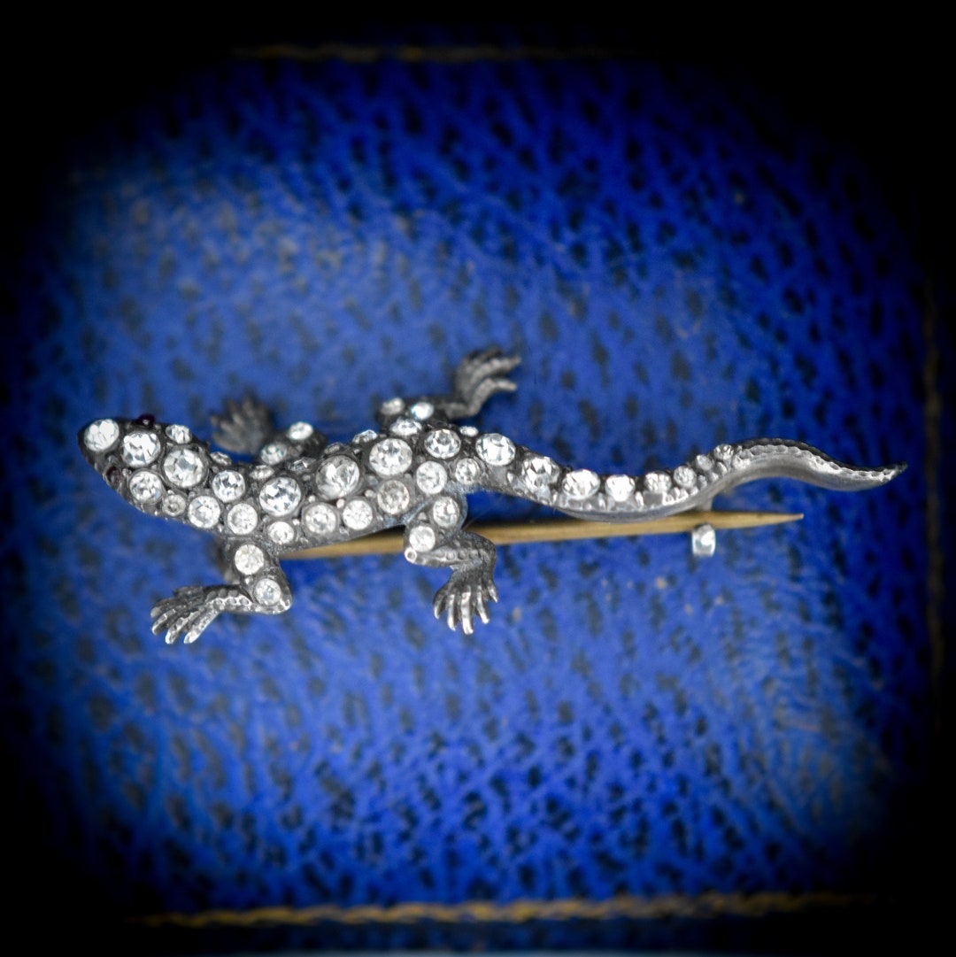 Antique Paste Sterling Silver Lizard Reptile Brooch Pin | Victorian - Etsy