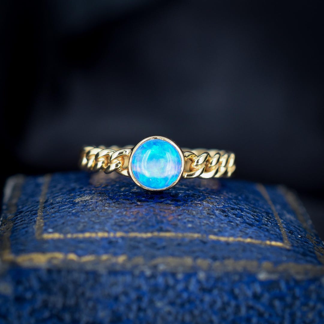 Antique Opal 15ct Gold Curb Link Chain Ring - Etsy