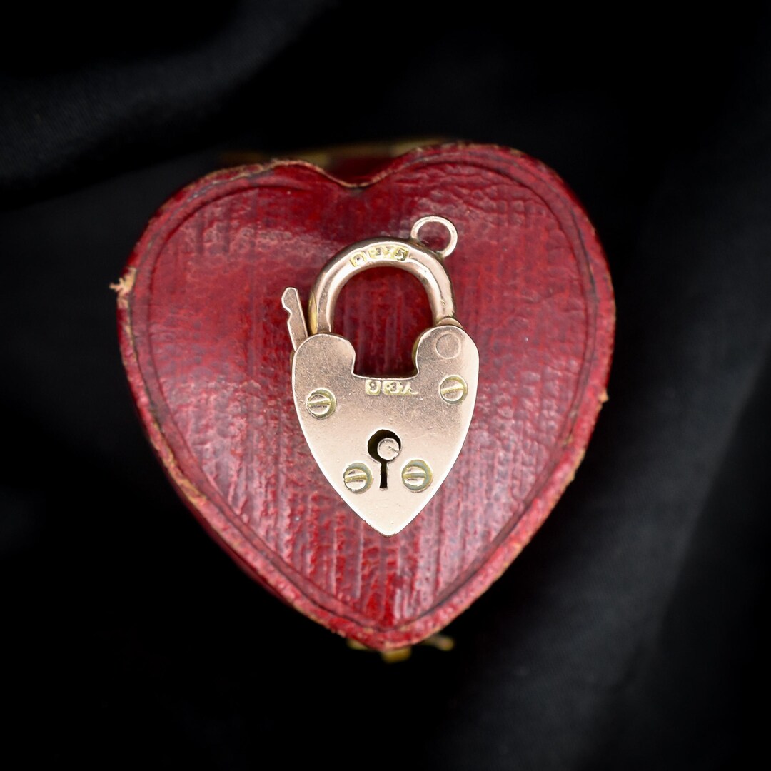 Antique Edwardian 9ct Gold Heart Padlock Pendant | Chester 1906 - Etsy