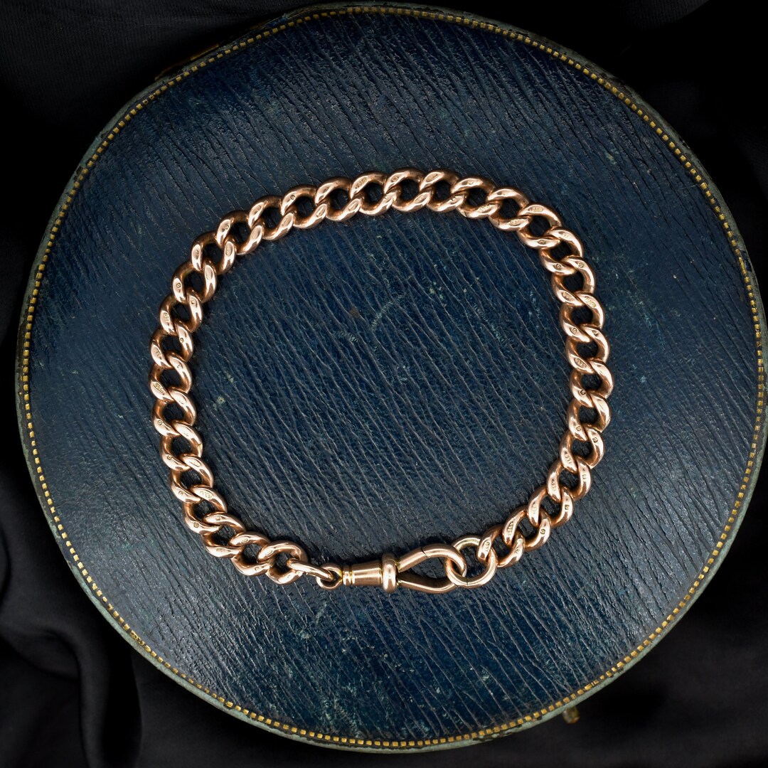 Antique Curb 9ct Gold Bracelet With Dog Clip Fastener 8 - Etsy