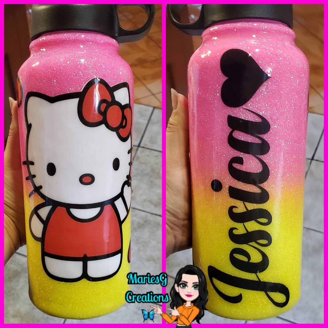 Hello Kitty Inspired customize Glitter tumbler | Etsy