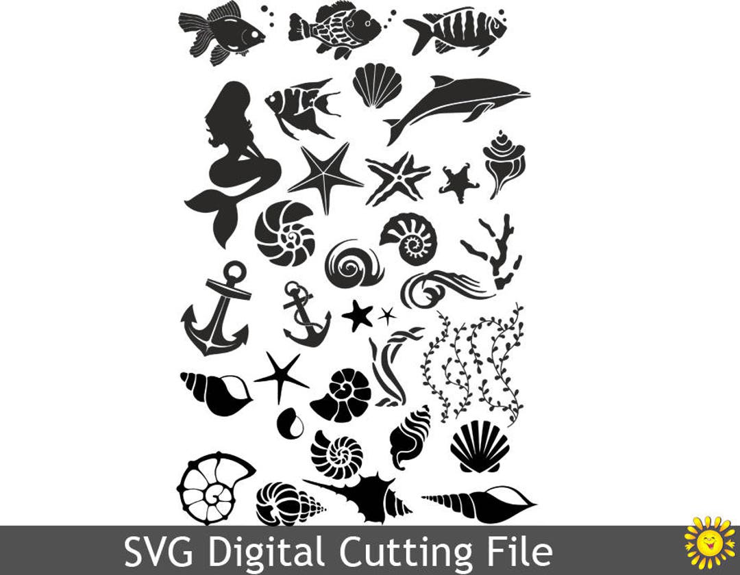 SVG Cutting Files Vinyl Transfer Sea Life Cricut Silhouette Digital ...