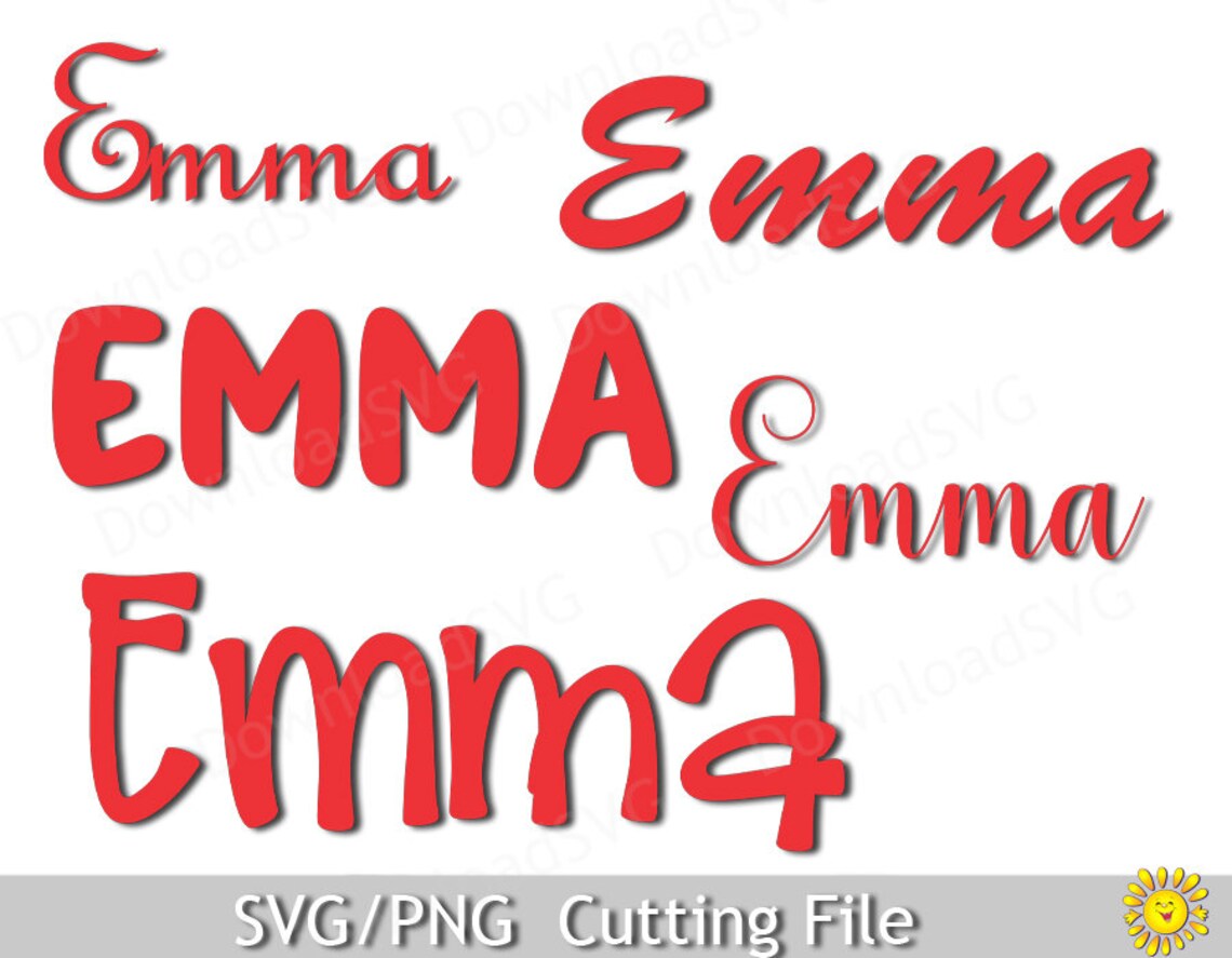 SVG PNG Cutting Files Template Girl Name Emma Vector Decal - Etsy