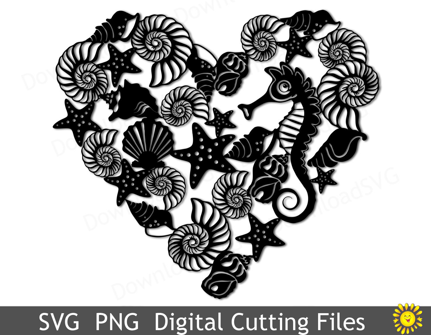 SVG PNG Cutting File Sea Ocean Love Heart Vector Cricut Silhouette ...