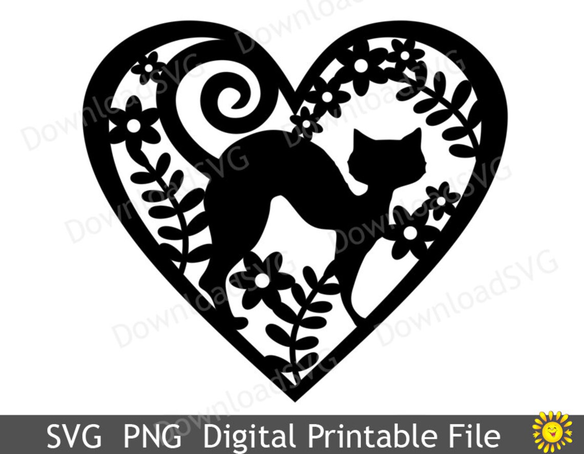 SVG Cutting File Cat Heart Templates Love Cricut Silhouette - Etsy Canada
